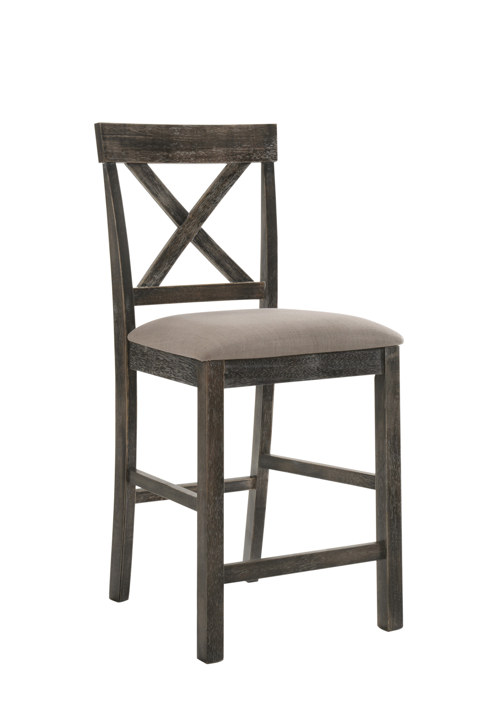August Grove® Linen & Weathered Gray Finish Counter Height Chair (Set ...