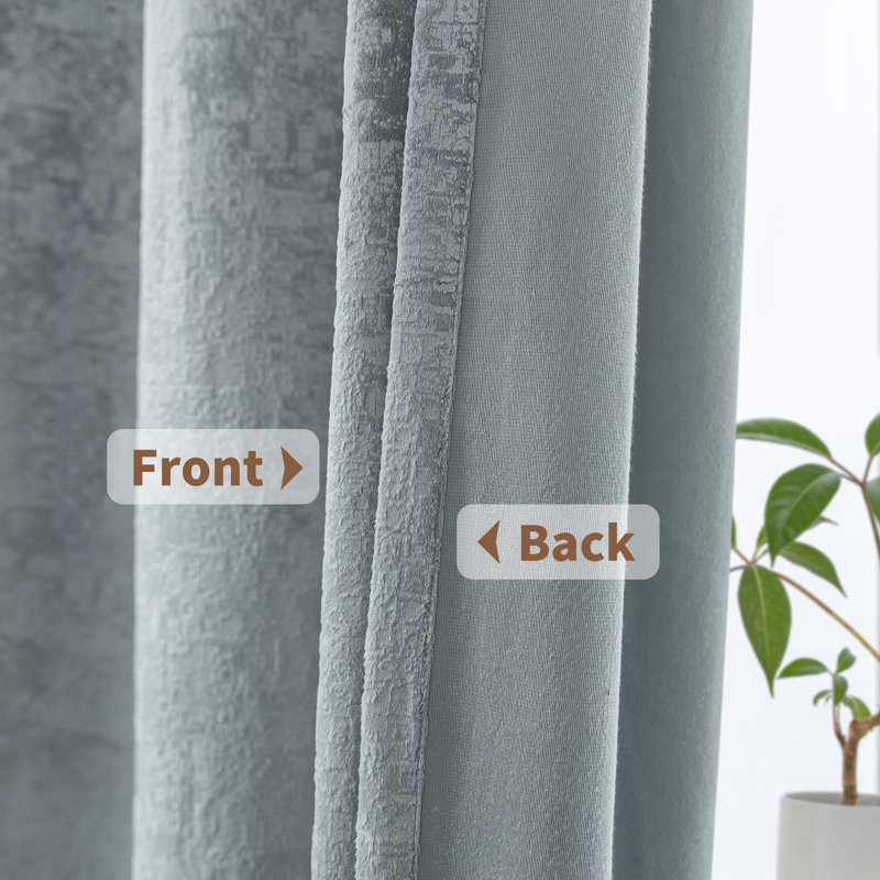 Latitude Run® Soft Velvet Embossed Brick Room Darkening Grommet Curtain ...
