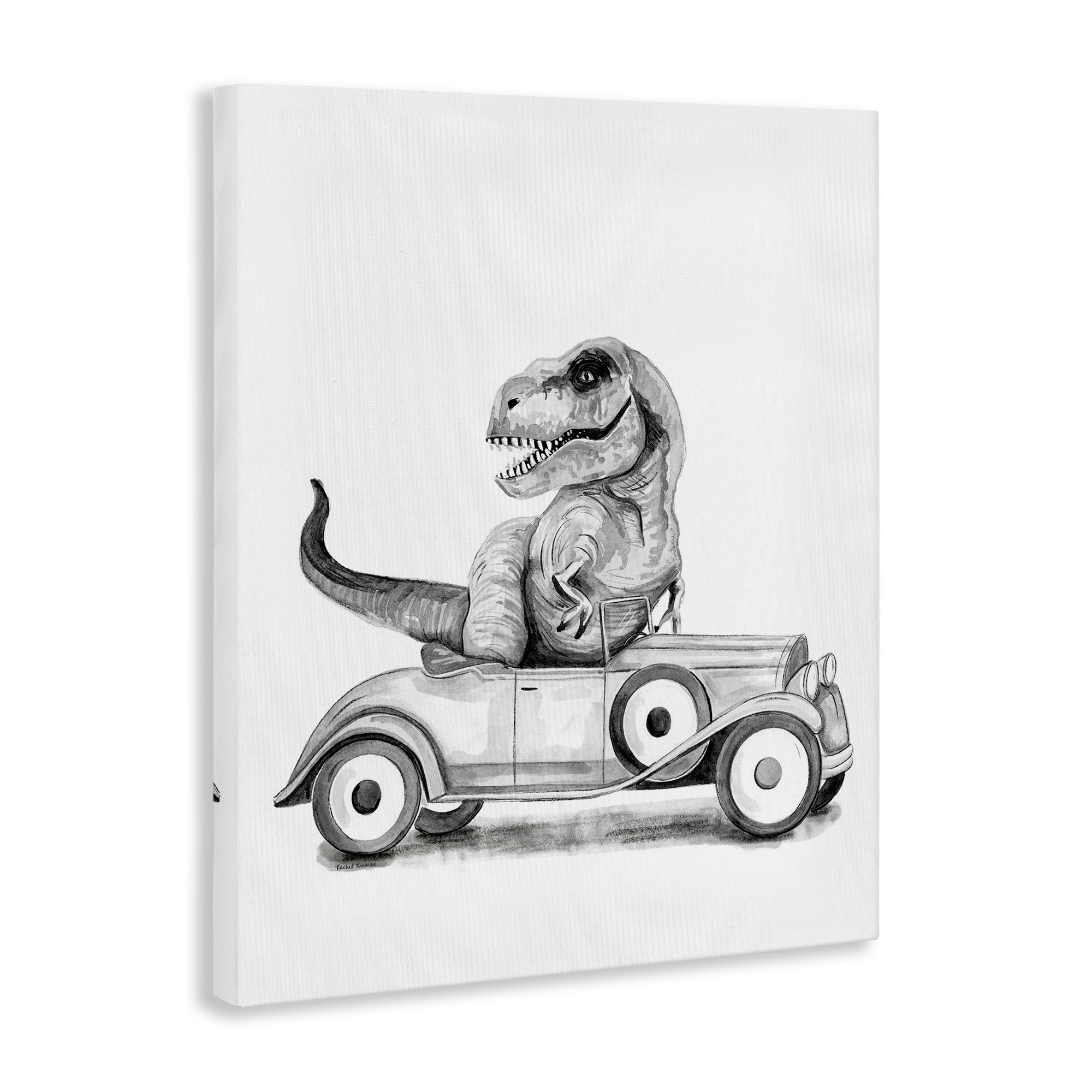George Oliver T-Rex in Hot Rod Canvas Wall Art, design by Rachel Nieman ...