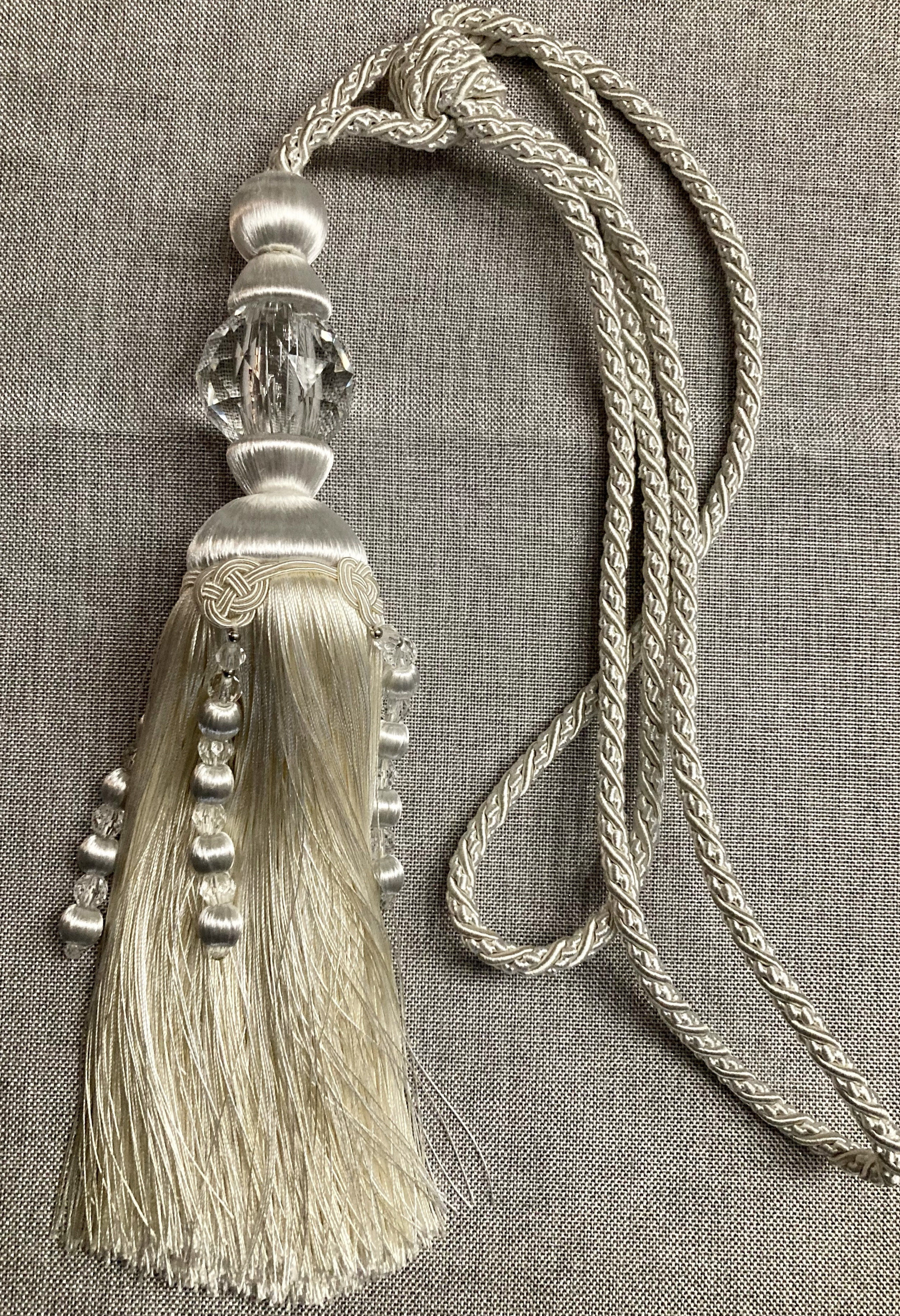 Rose Lace And Braid Single Curtain Tassel Tieback with 100% Glass ...