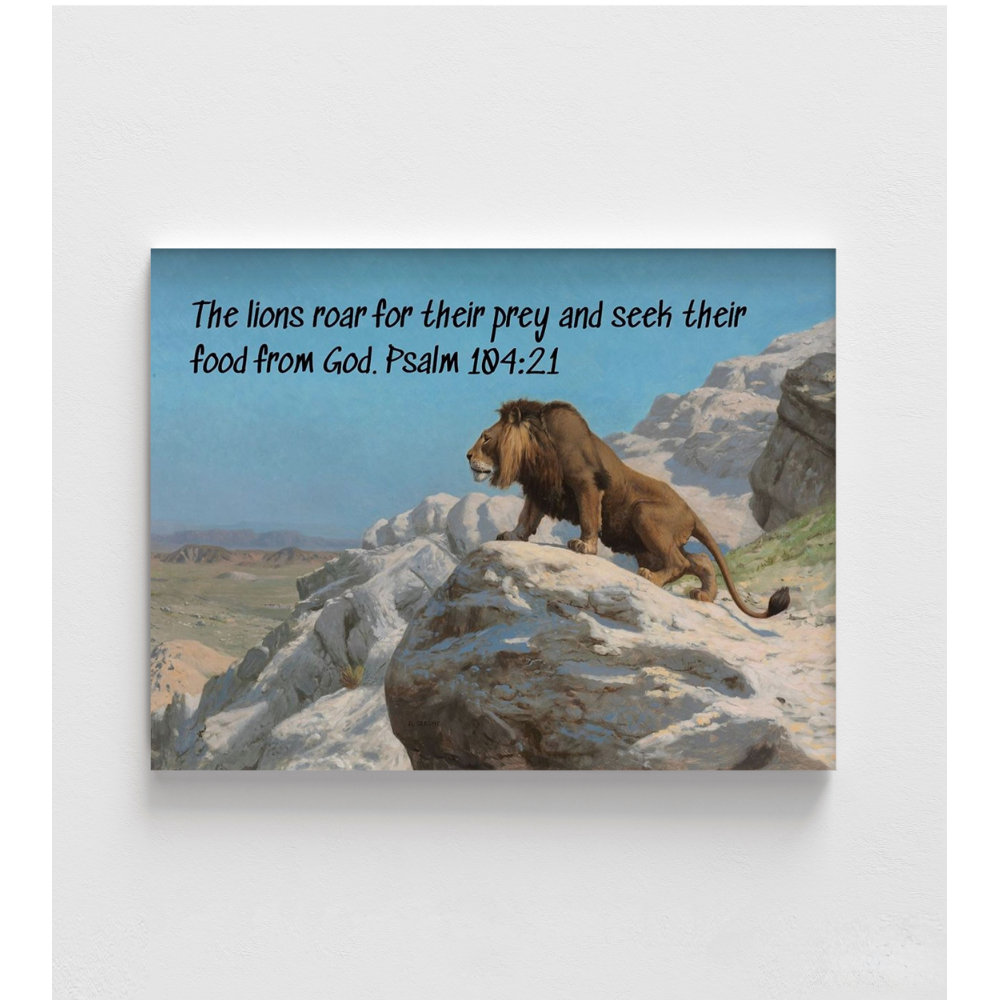 WeFrameArt Lion On The Watch By Jean Leon Gerome, Large Psalm 104:21 ...