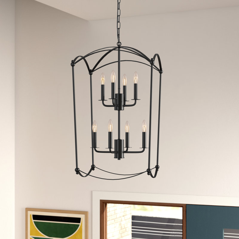 Wade Logan® Atavion 8 - Light Lantern Geometric Chandelier with Wrought ...