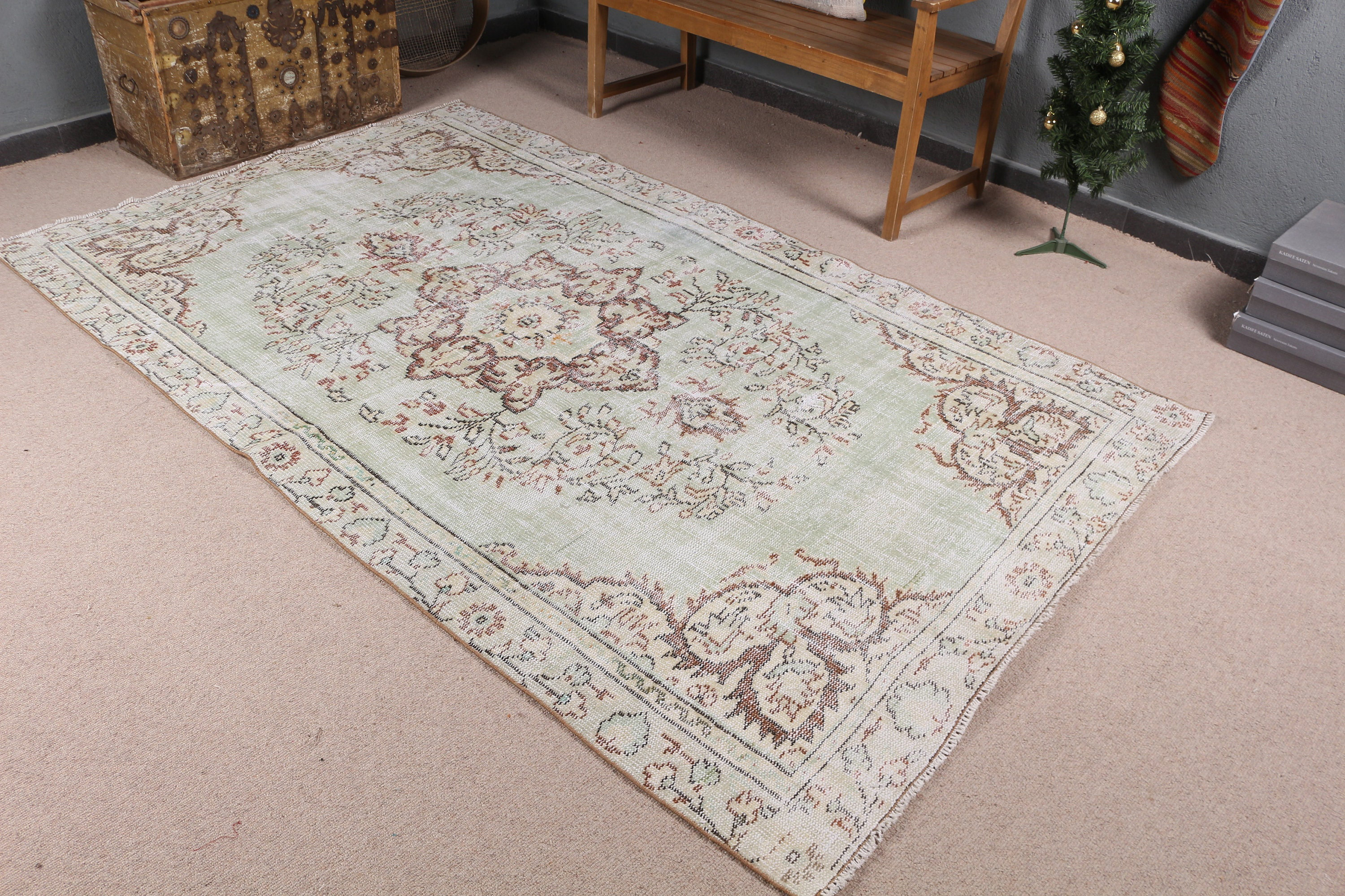 Bungalow Rose Explore The Beauty Of This Large Green Turkish Rug ...