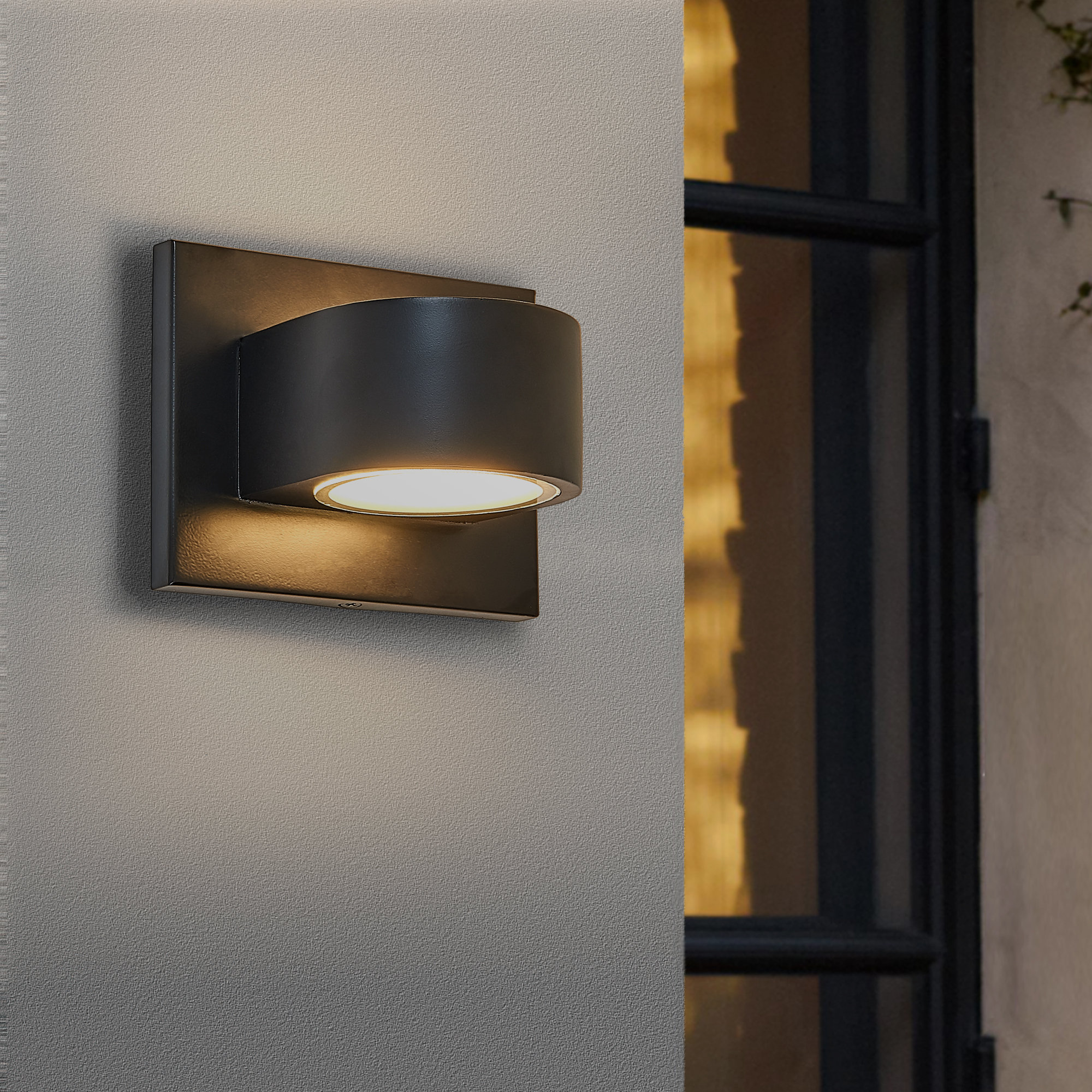 Orren Ellis Led Round Shape Outdoor Wall Light With Black Finish | Wayfair