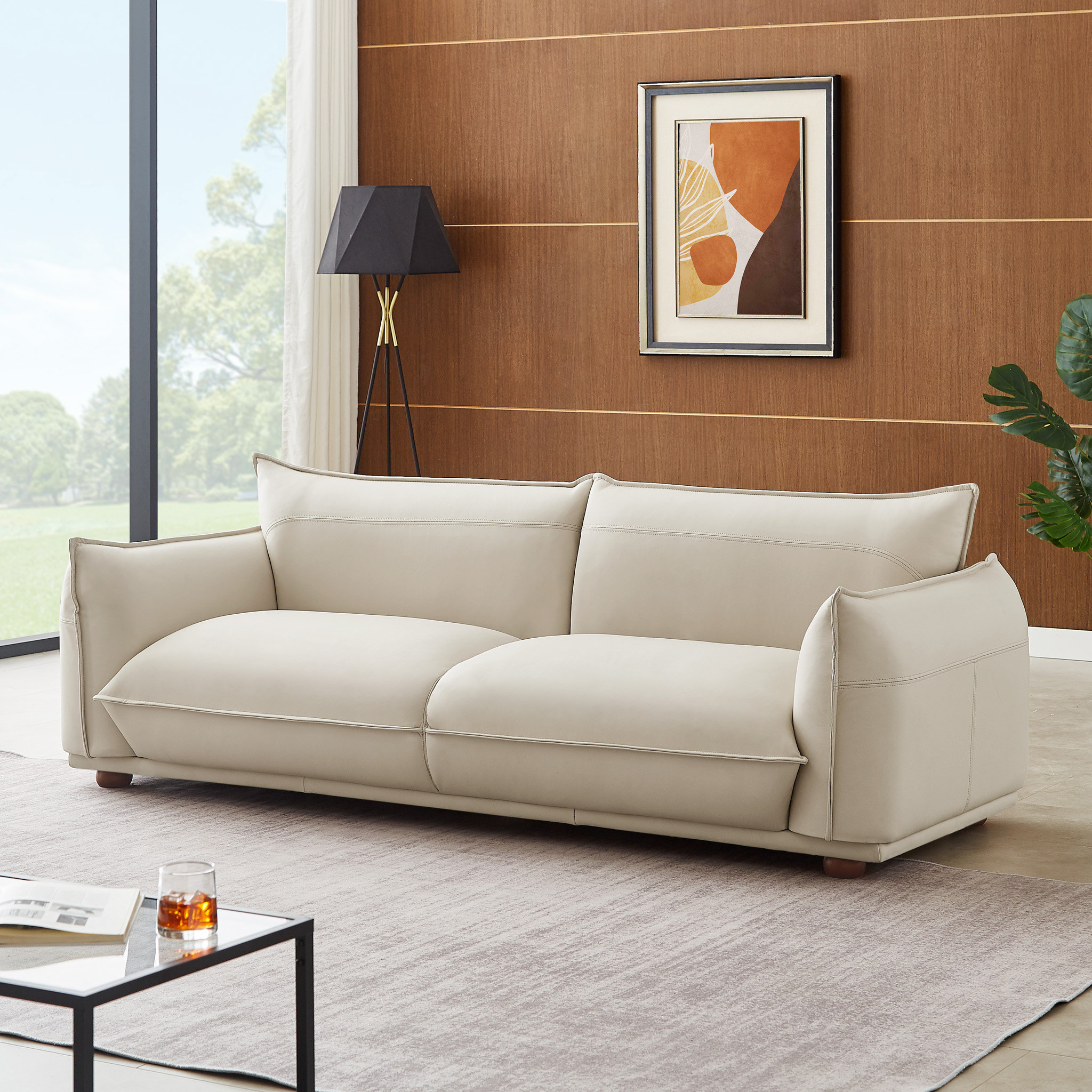 Wade Logan® Brenley 90.1'' Leather Sofa & Reviews | Wayfair