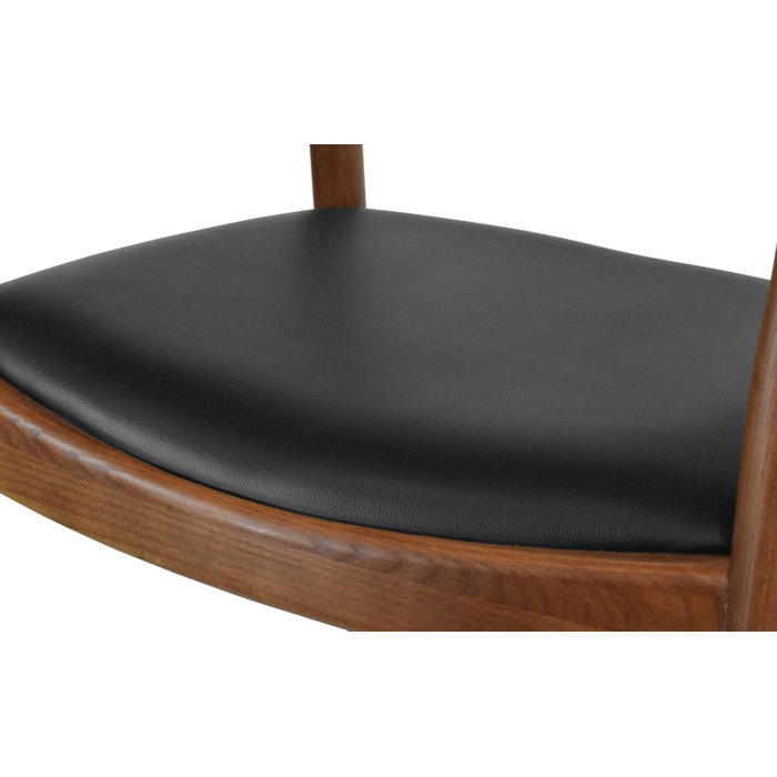 Corrigan Studio® Solid Real Wood Open Back Pu Leather Seat Dining Arm ...