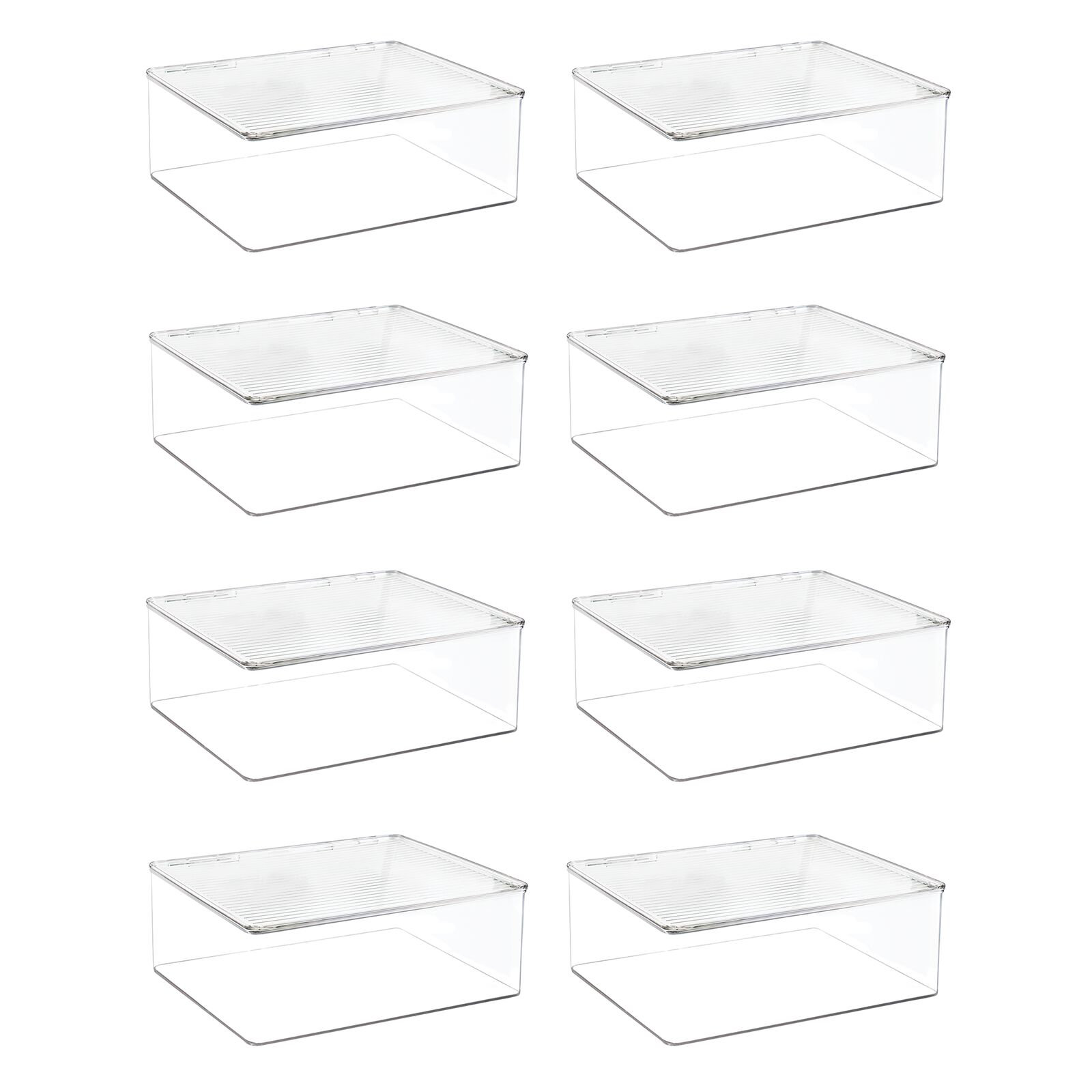 mDesign Plastic Stackable Toy Storage Bin with Attached Lid - 8 Pack ...