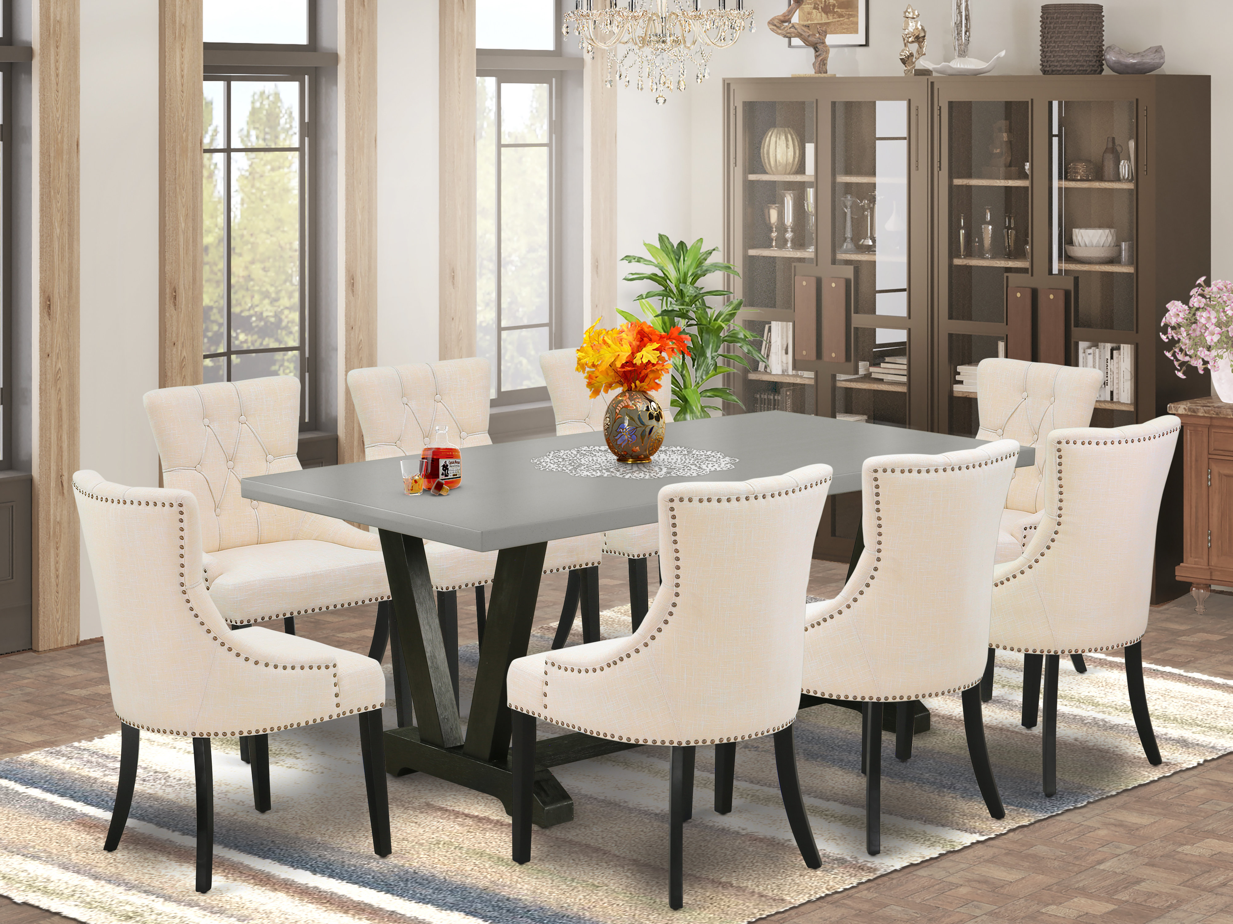 Winston Porter Aimslee 9 - Piece Trestle Dining Set | Wayfair