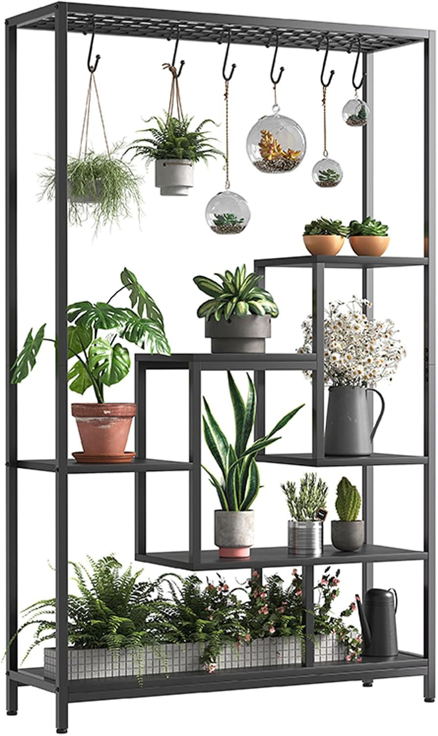 17 Stories 5 Tier Tall Indoor Plant Stand, 70.9 Inch Large Metal Plant ...