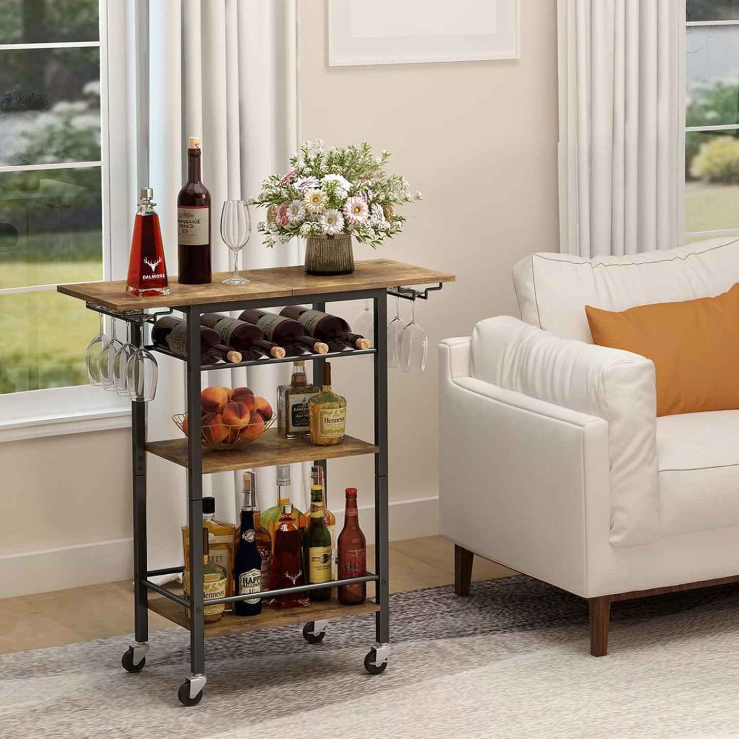 17 Stories Home Bar Serving Cart-3 Tier Mobile Drink Beverage Cart ...