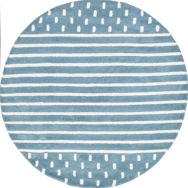 Hokku Designs Clarita Striped Wool Baby Blue Area Rug & Reviews | Wayfair