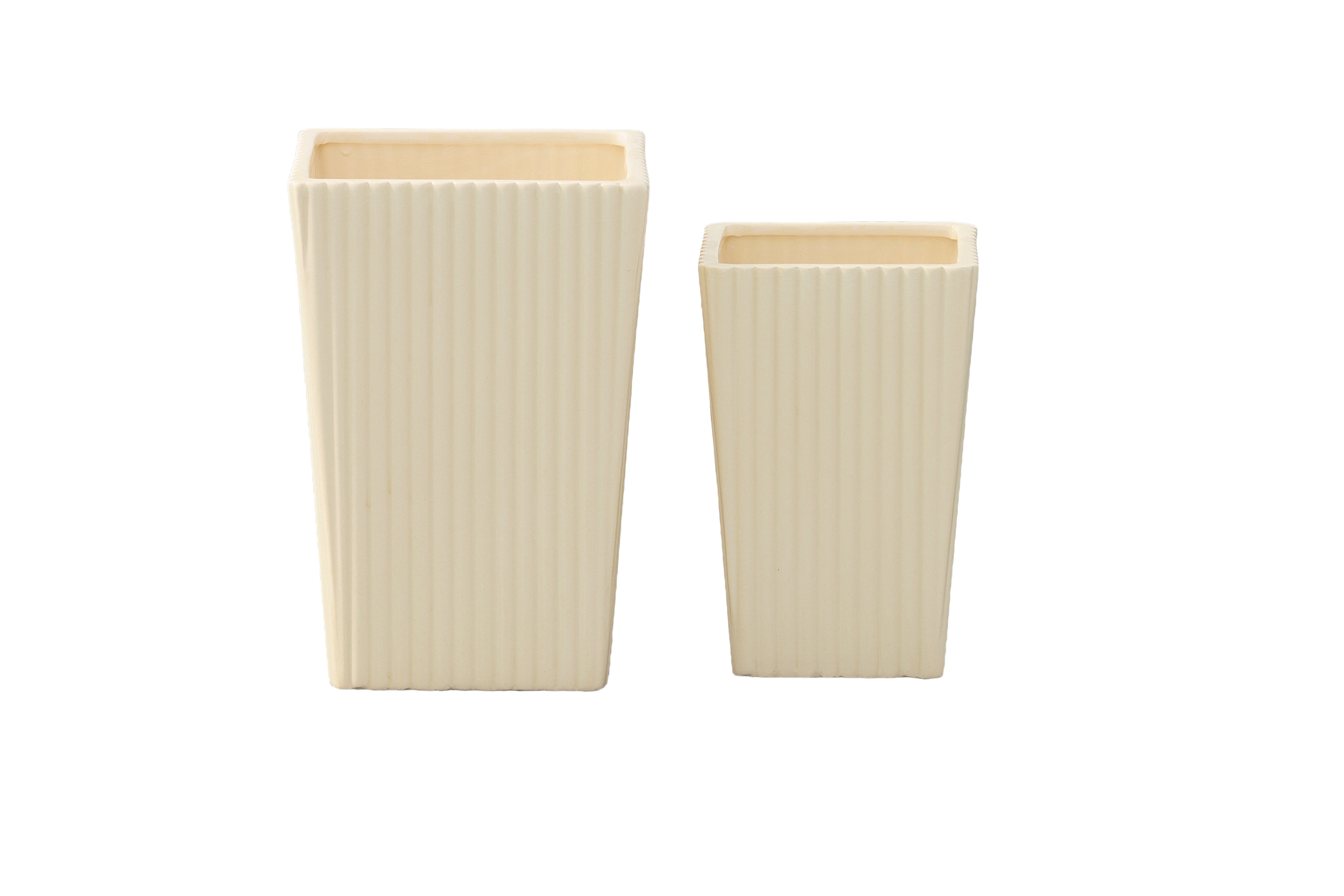 Hokku Designs Ceramic Square Vase With Embossed Corrugated Column ...