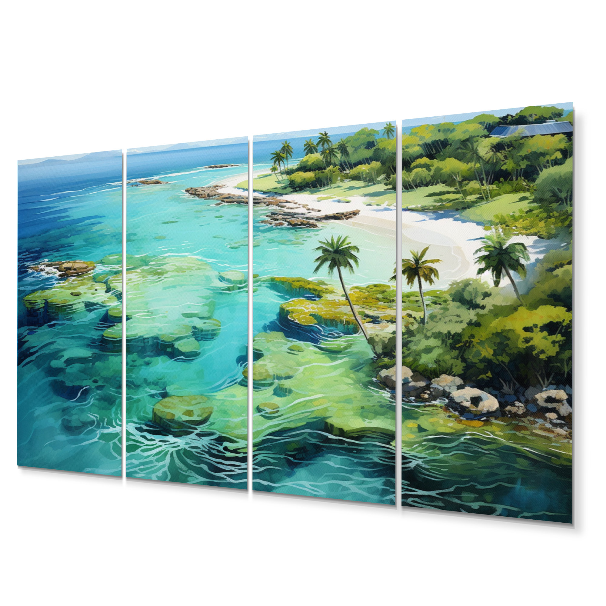 Design Art Caraibe Tropical Paradise - Landscapes Metal Wall Decor Set ...