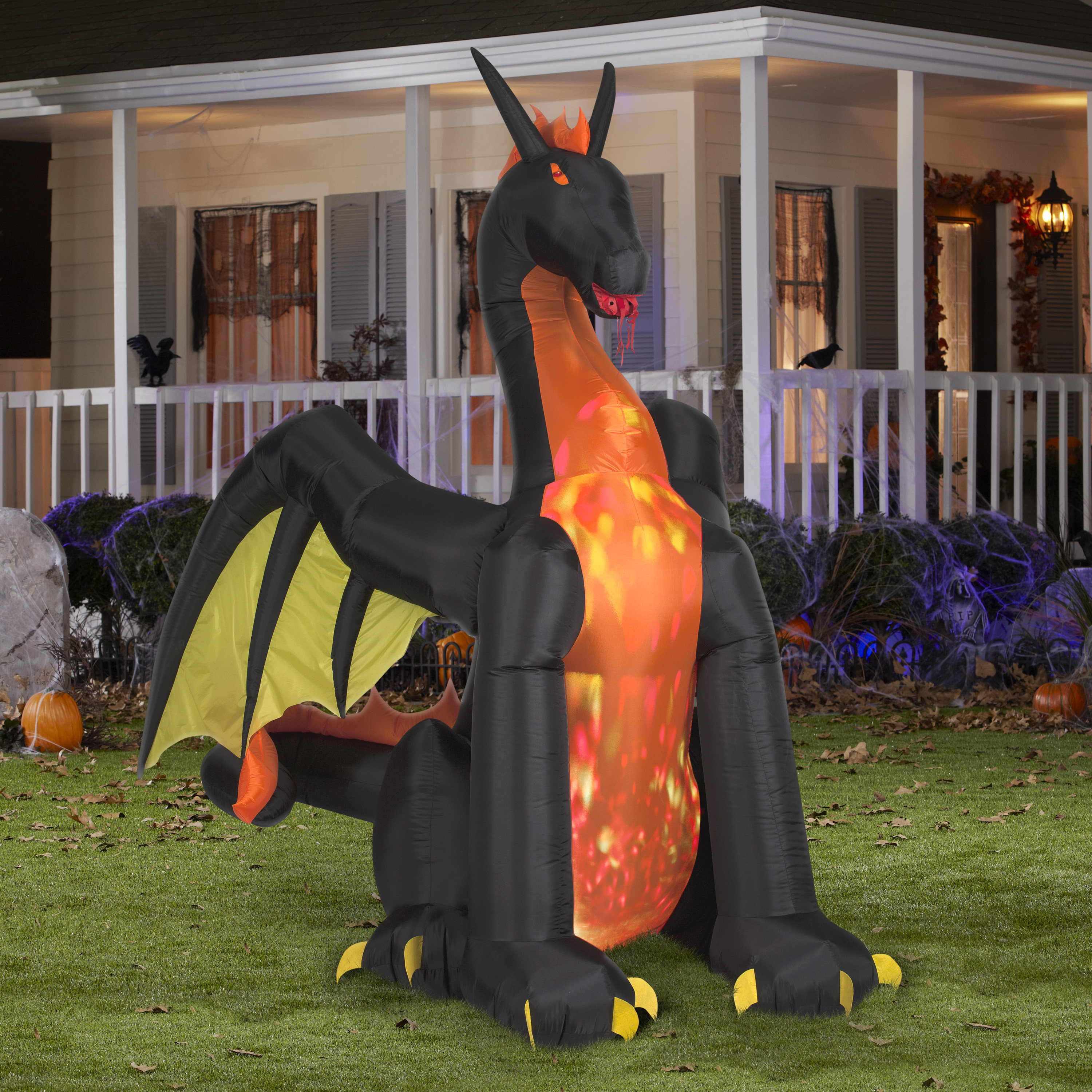 Gemmy Industries Animated Fire & Ice Dragon 9 Ft. 4 Ft. Airblown ...