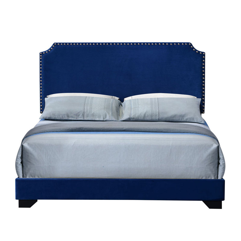 Mercer41 Haemon Blue Velvet Queen Bed | Wayfair
