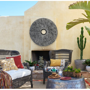 Screen Gems Sandstone Ribbed Round Wall Décor Piece | Wayfair