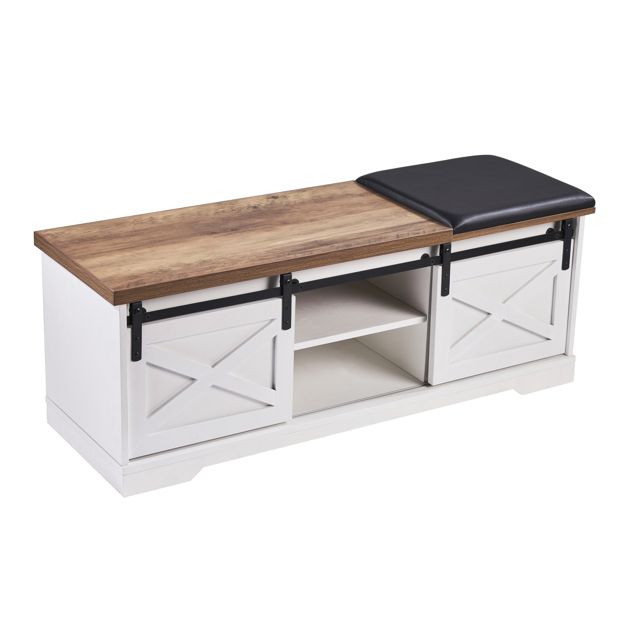 Gracie Oaks Saylah Faux Leather Upholstered Bench, Storage Bench ...