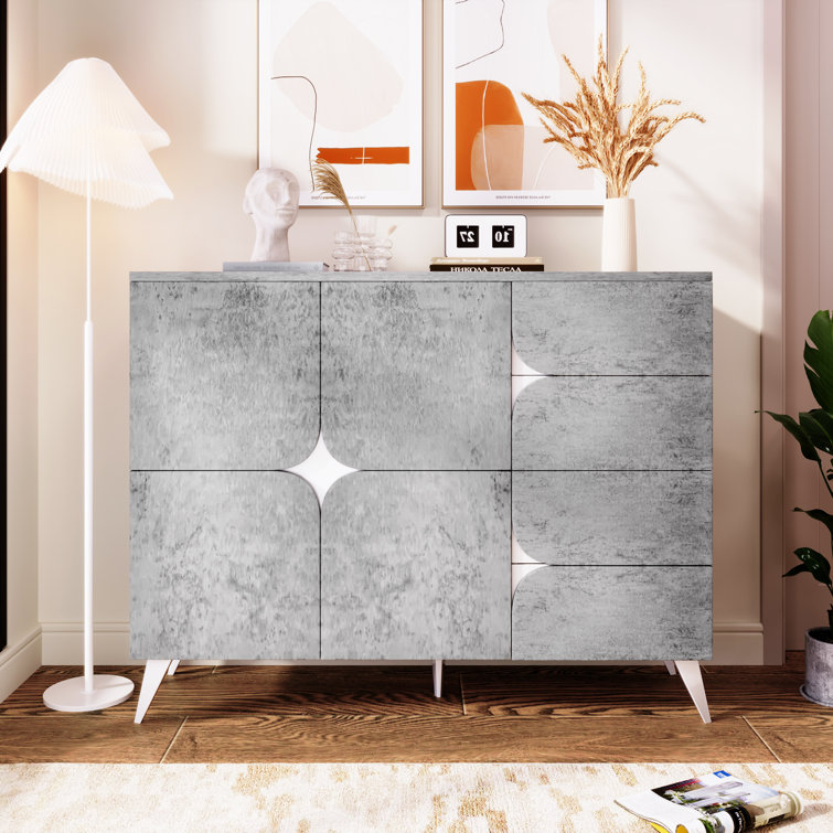 Fjørde & Co Modern Grey Sideboard with 2 Doors & 4 Drawers | Wayfair.co.uk