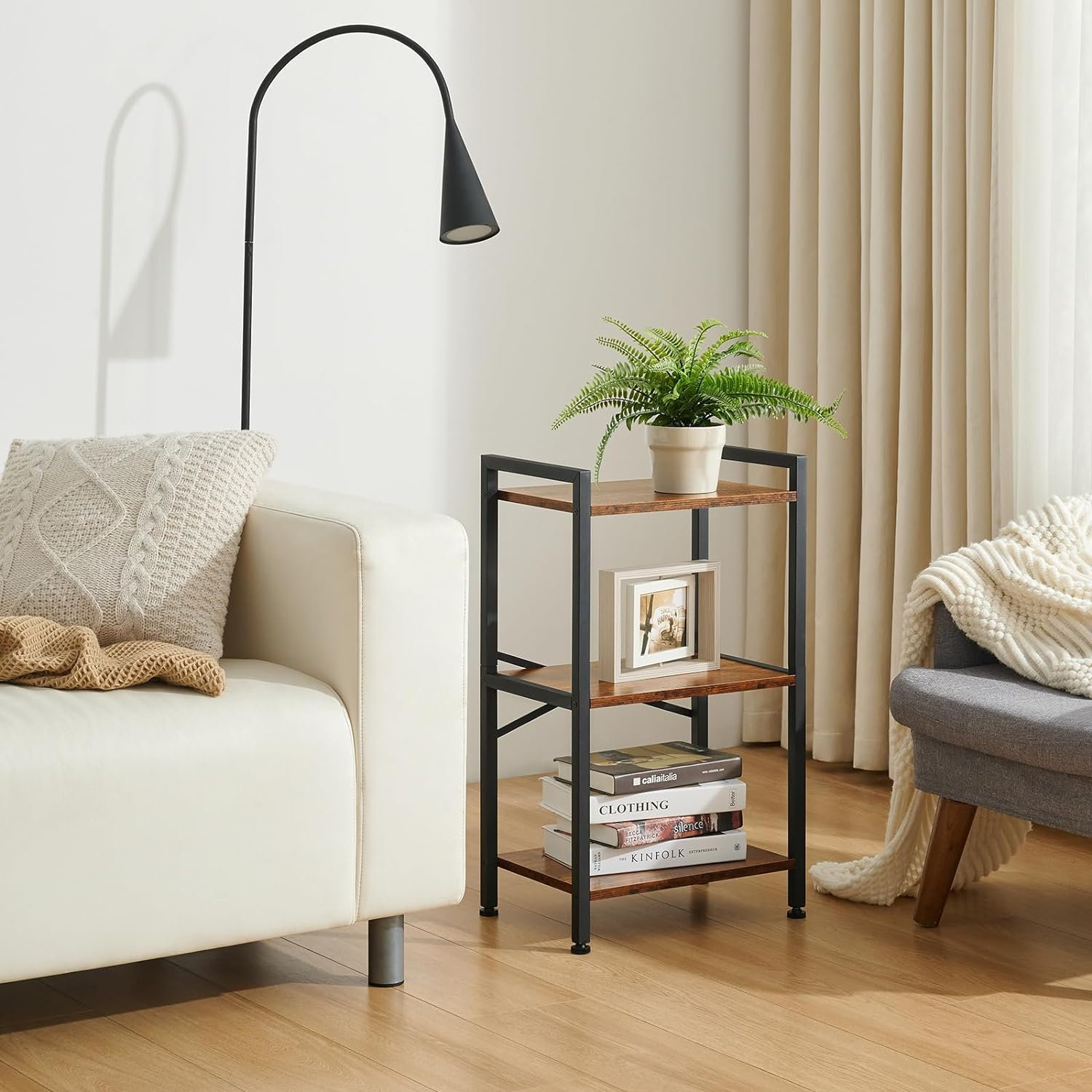17 Stories 3 Tier Bookshelf Industrial Bookcase Small Book Shelf ...