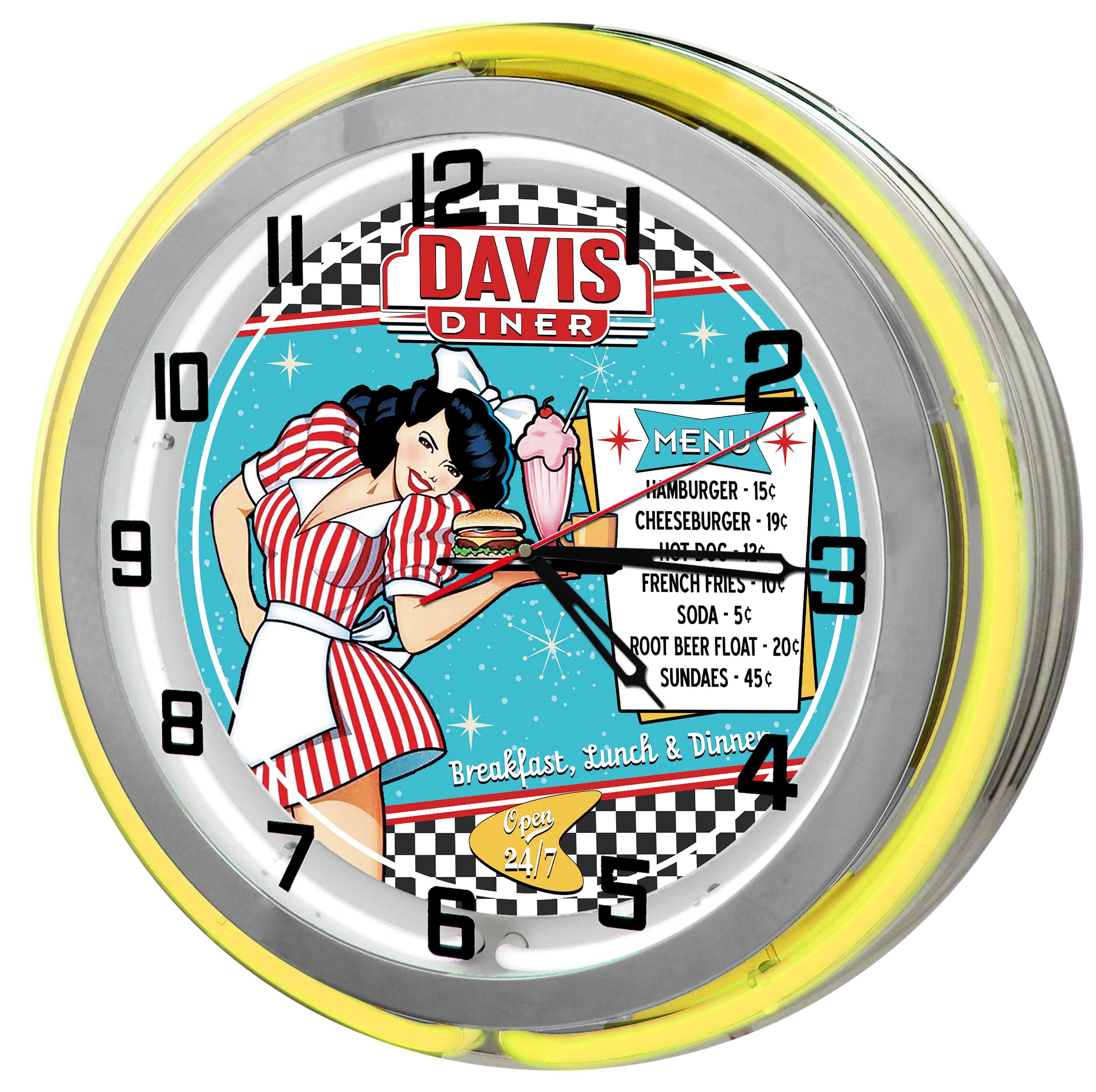 Redeye Laserworks Vintage Diner Neon Wall Clock | Wayfair