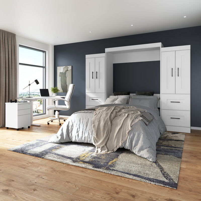 Bestar Edge Storage Murphy Bed and Shelving Units with Doors and ...