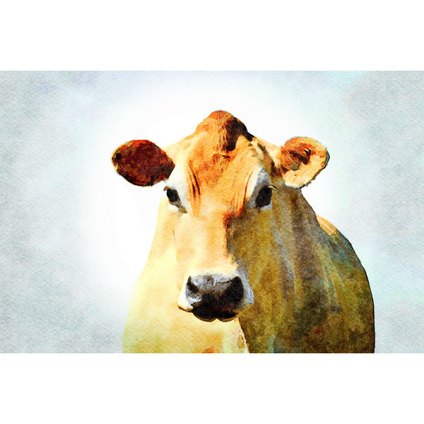 Gracie Oaks Grattan Watercolor Illustration Of Cow by Lazingbee - Print ...