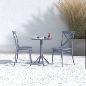 AllModern Farrah 23.6" W Round 2-Person Plastic Patio Bistro Set with ...