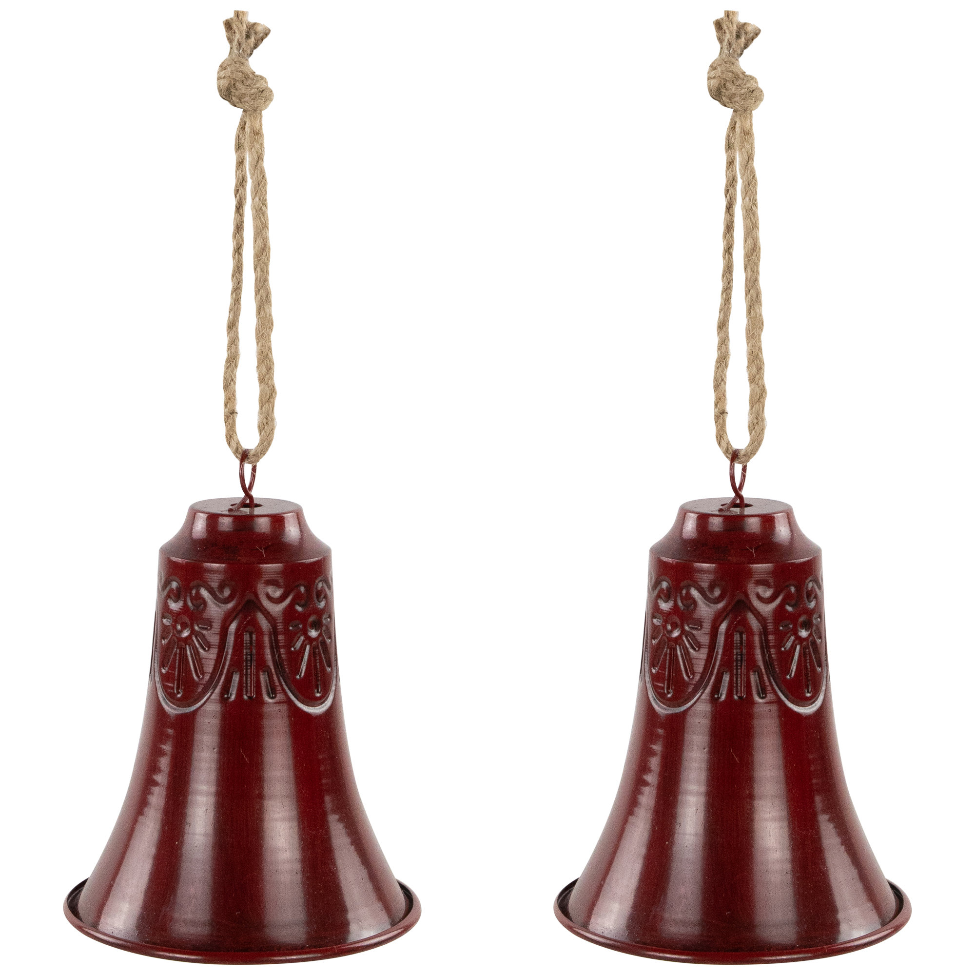 Northlight Seasonal Embossed Christmas Bell Ornaments - 6" - Set Of 2 ...