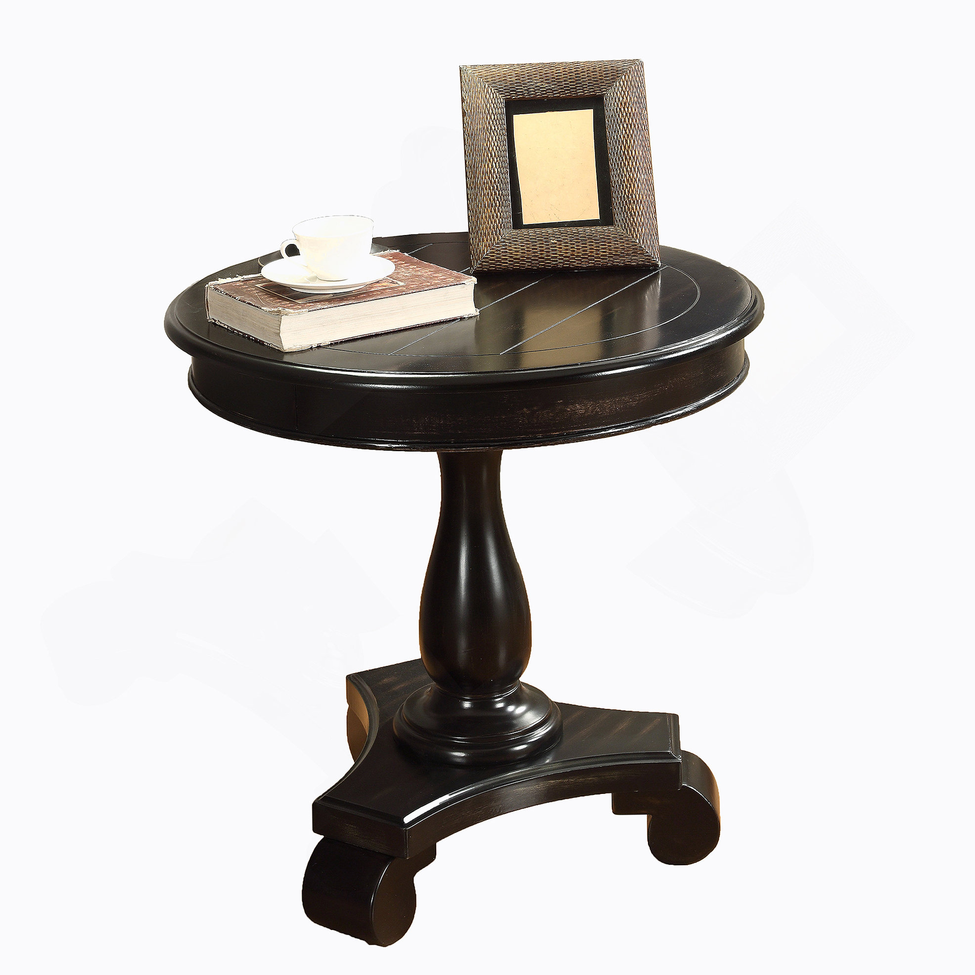 Canora Grey Round Wood Pedestal Side Table | Wayfair