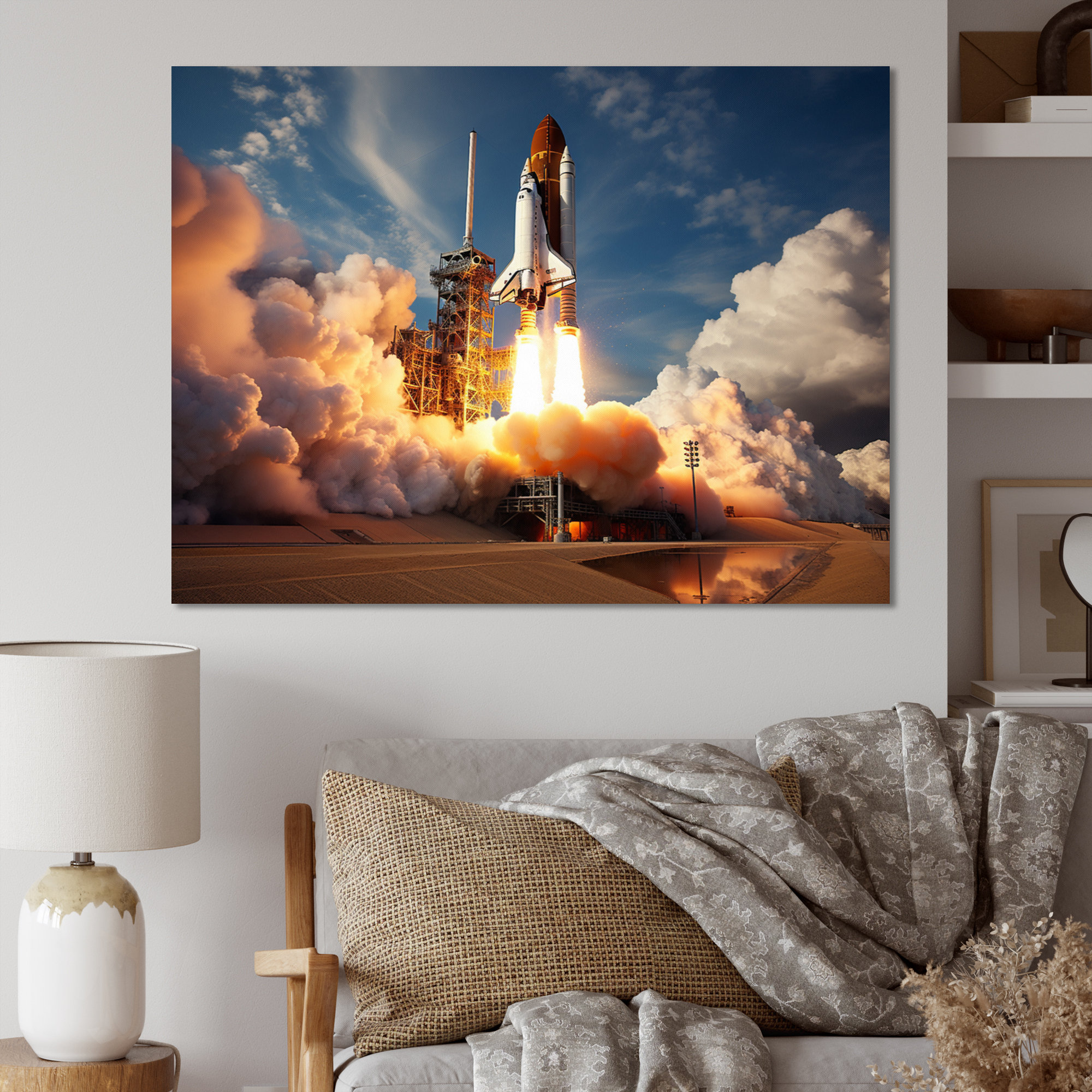 Ebern Designs Rayva Space Shuttle Launch II On Canvas Print | Wayfair