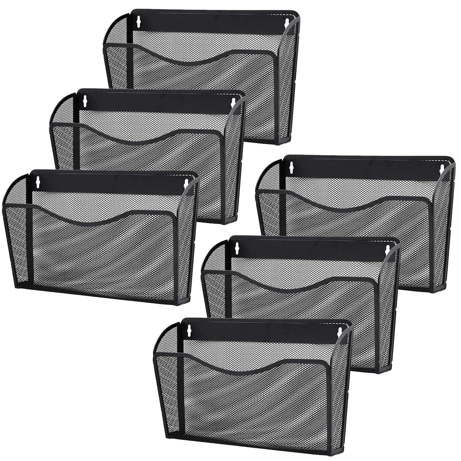 Latitude Run® 6-Pack Wall File Organizer – Mesh Metal Vertical Hanging ...