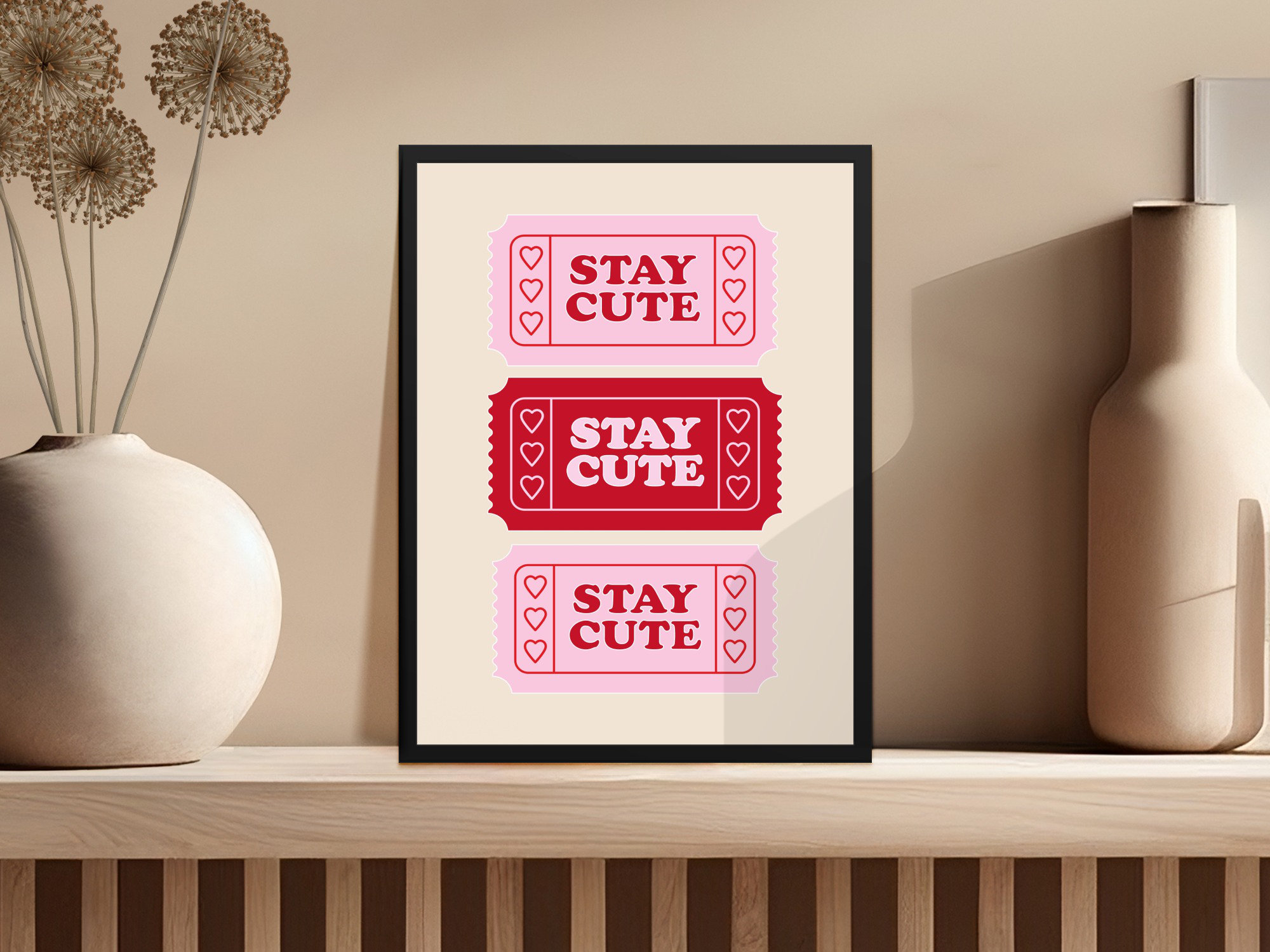 Lark Manor Stay Cute Three Tickets Design Print Home Wall Art Framed ...