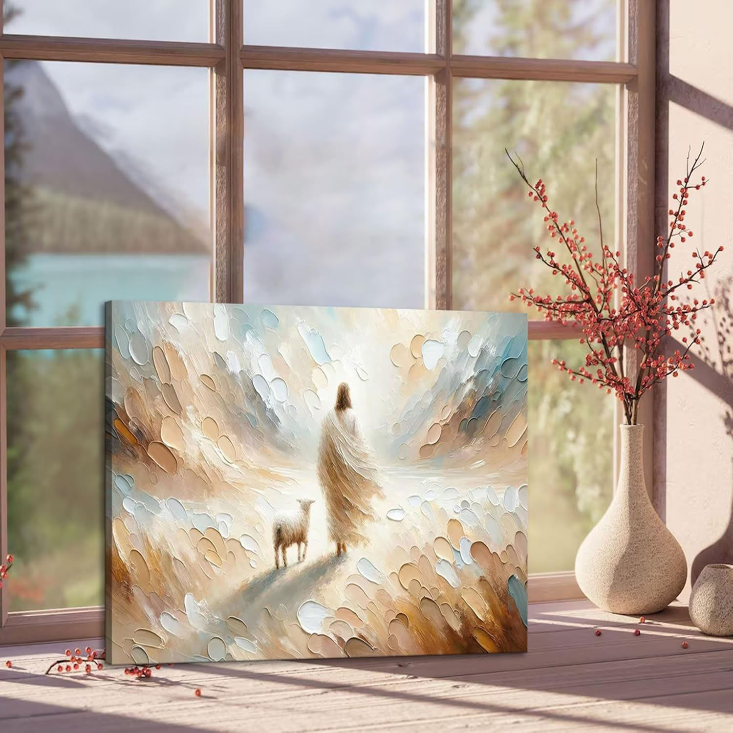 Astoria Grand Jesus Leaves The 99 Sheep Canvas Wall Art Christian Jesus ...