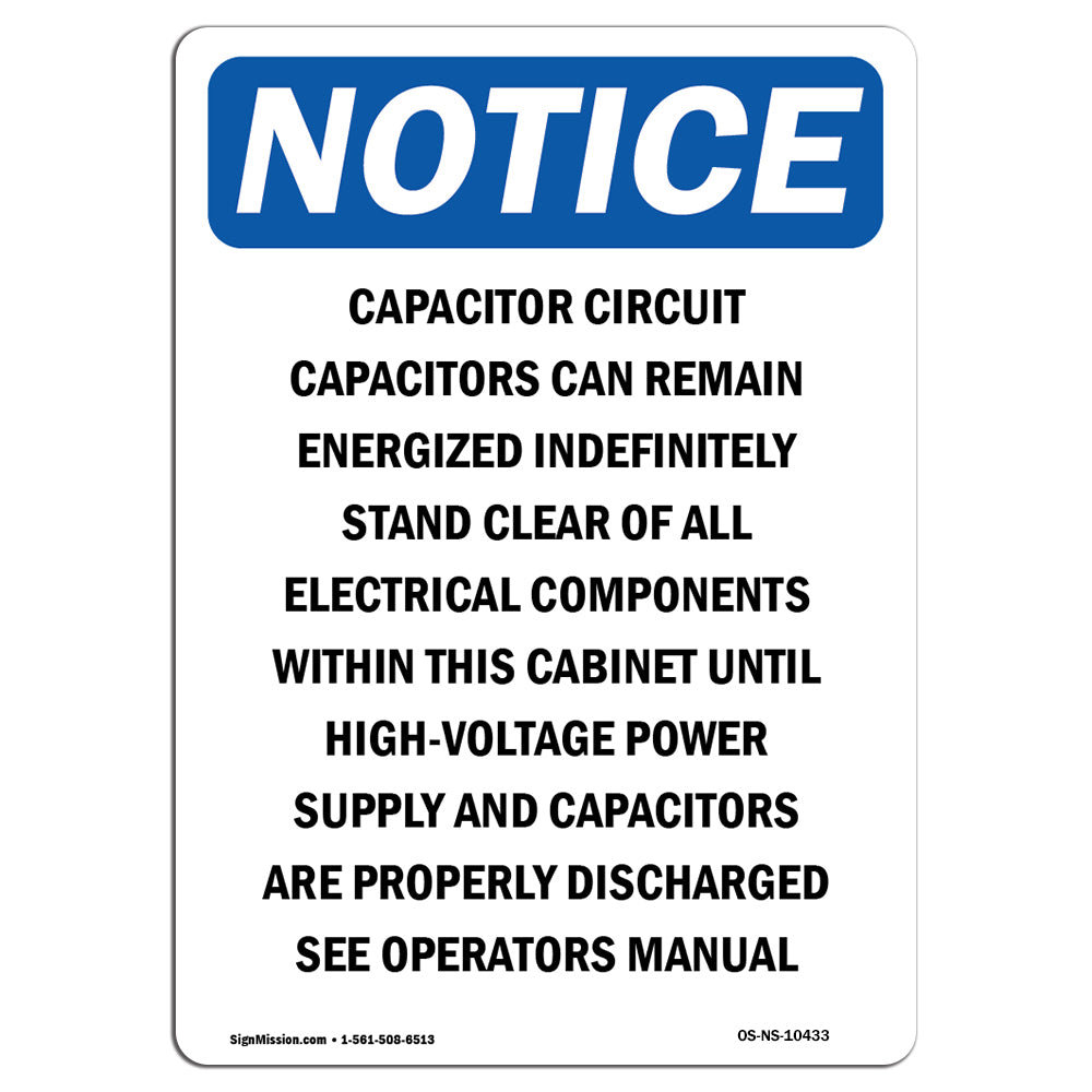 SignMission OSHA Notice - Capacitor Circuit Capacitors Can Sign | Heavy ...