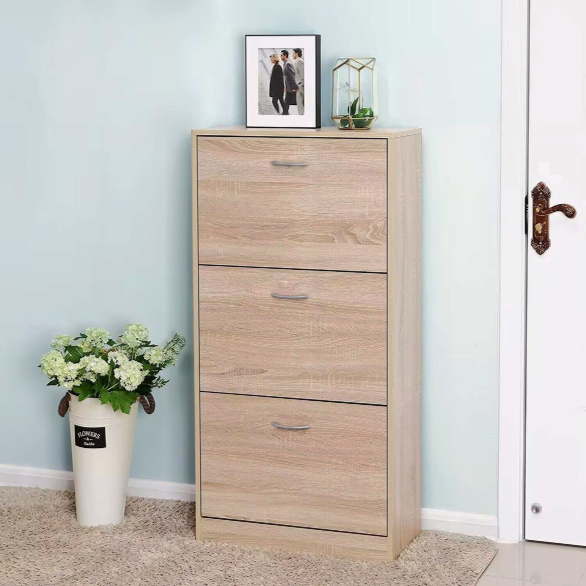 Ophelia & Co. 3-Drawer Shoe Storage Cabinet, 3-Tier Wood Shoe Rack ...