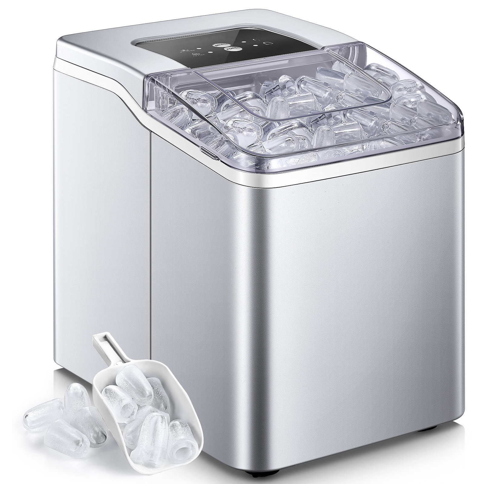 FOHERE Countertop Ice Maker Self-Clean, 9 Cubes In 6 Mins, 28 Lbs/24Hrs ...