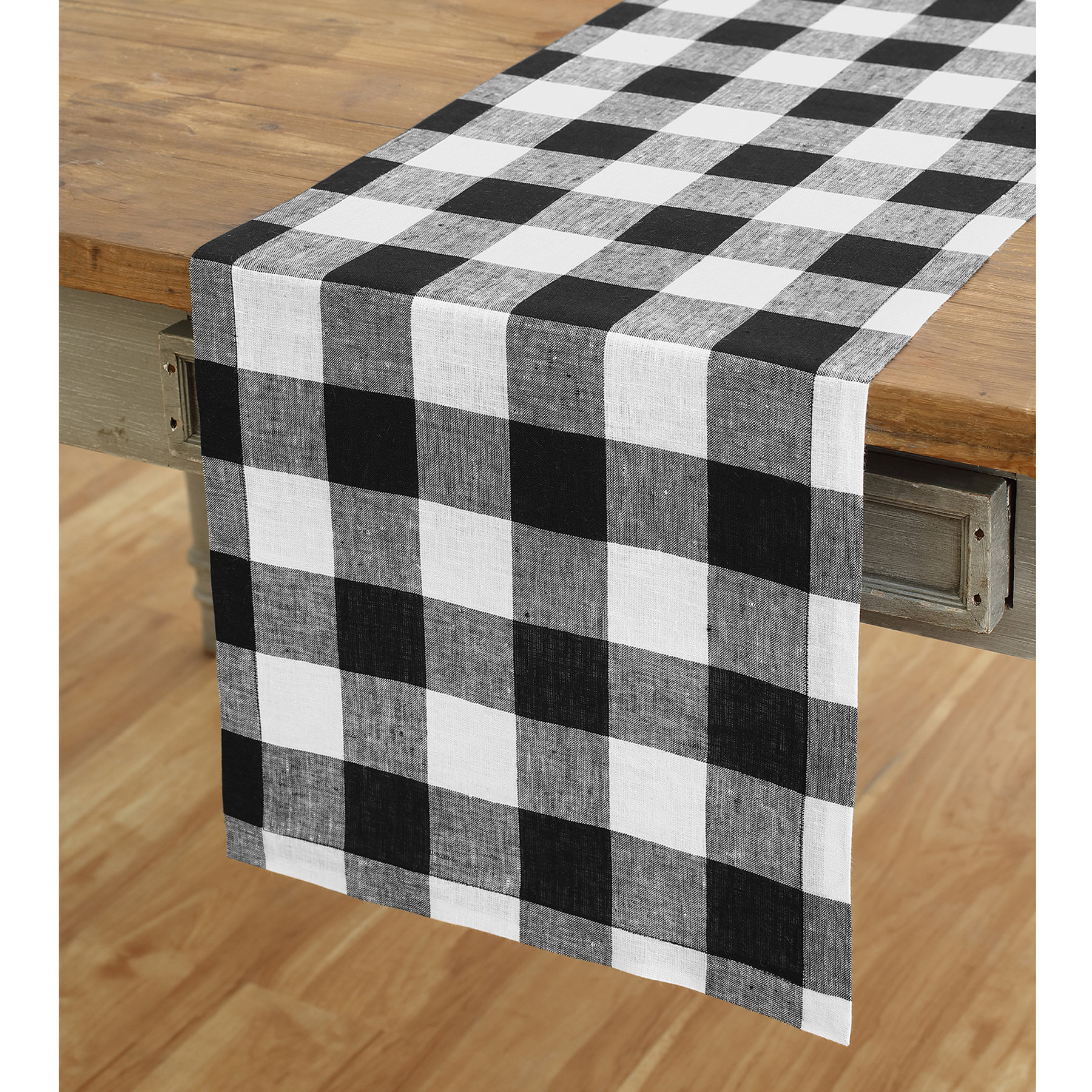 Solino Home Buffalo Check - 100% Pure Linen Table Runner | Wayfair