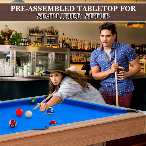RayChee 6' Pool Table with Wood Finish, Modern Billiard Table with 2 ...