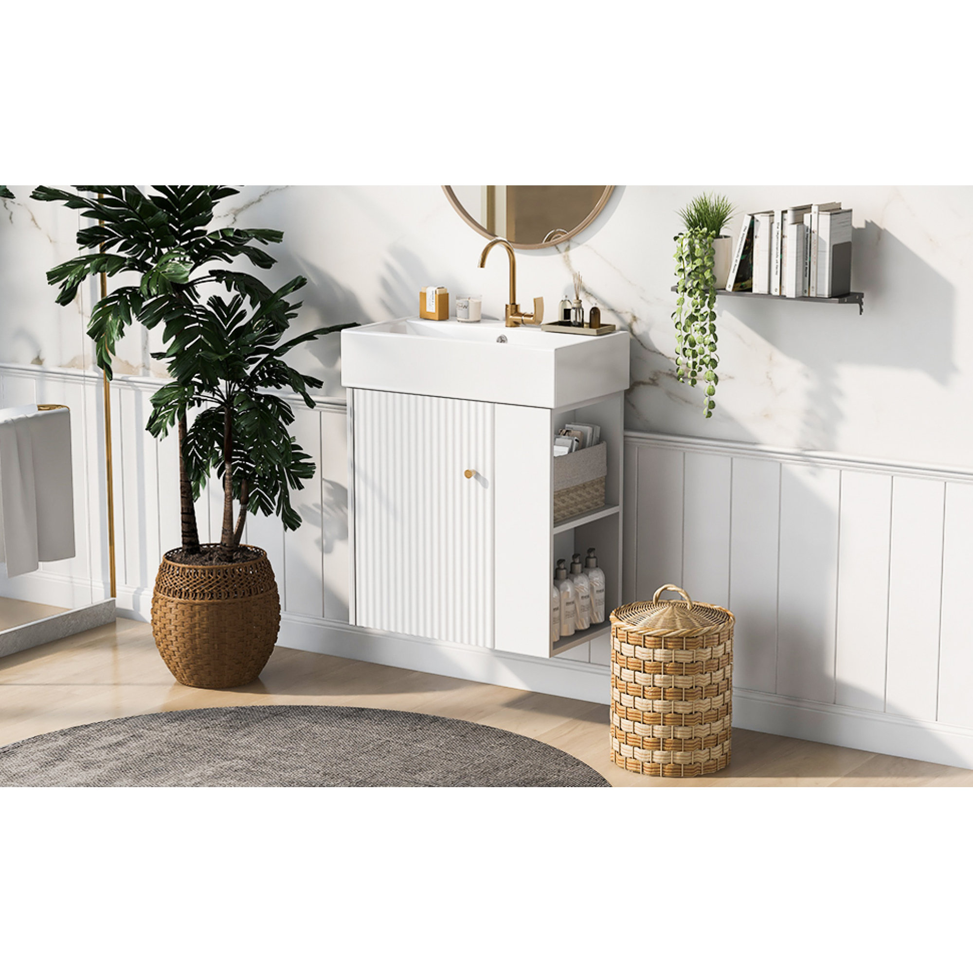 Wrought Studio™ " Contemporary Floating Vanity With Ceramic Basin For ...