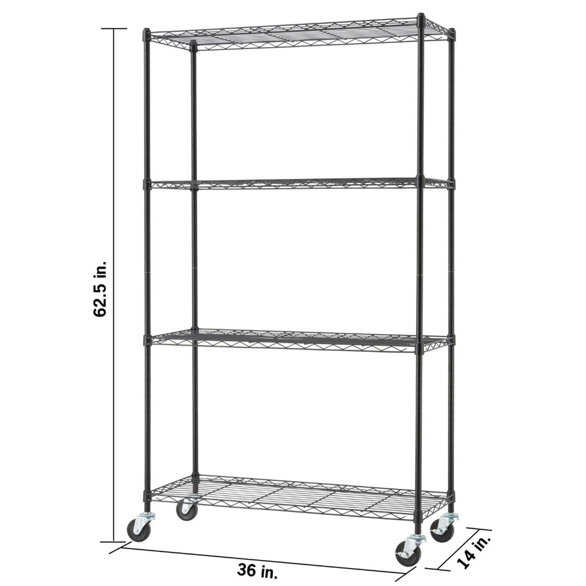 TRINITY BASICS 4-Tier NSF Steel Wire Shelving Unit w/ Wheels ( 36"W x ...