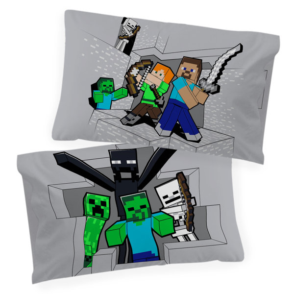 Microsoft Minecraft 'Fight back' 100% Cotton Pillowcase | Wayfair.co.uk
