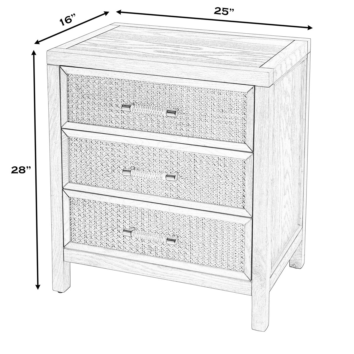 Butler Mesa Cane and Solid Wood 3 Drawer Chest & Reviews | Perigold