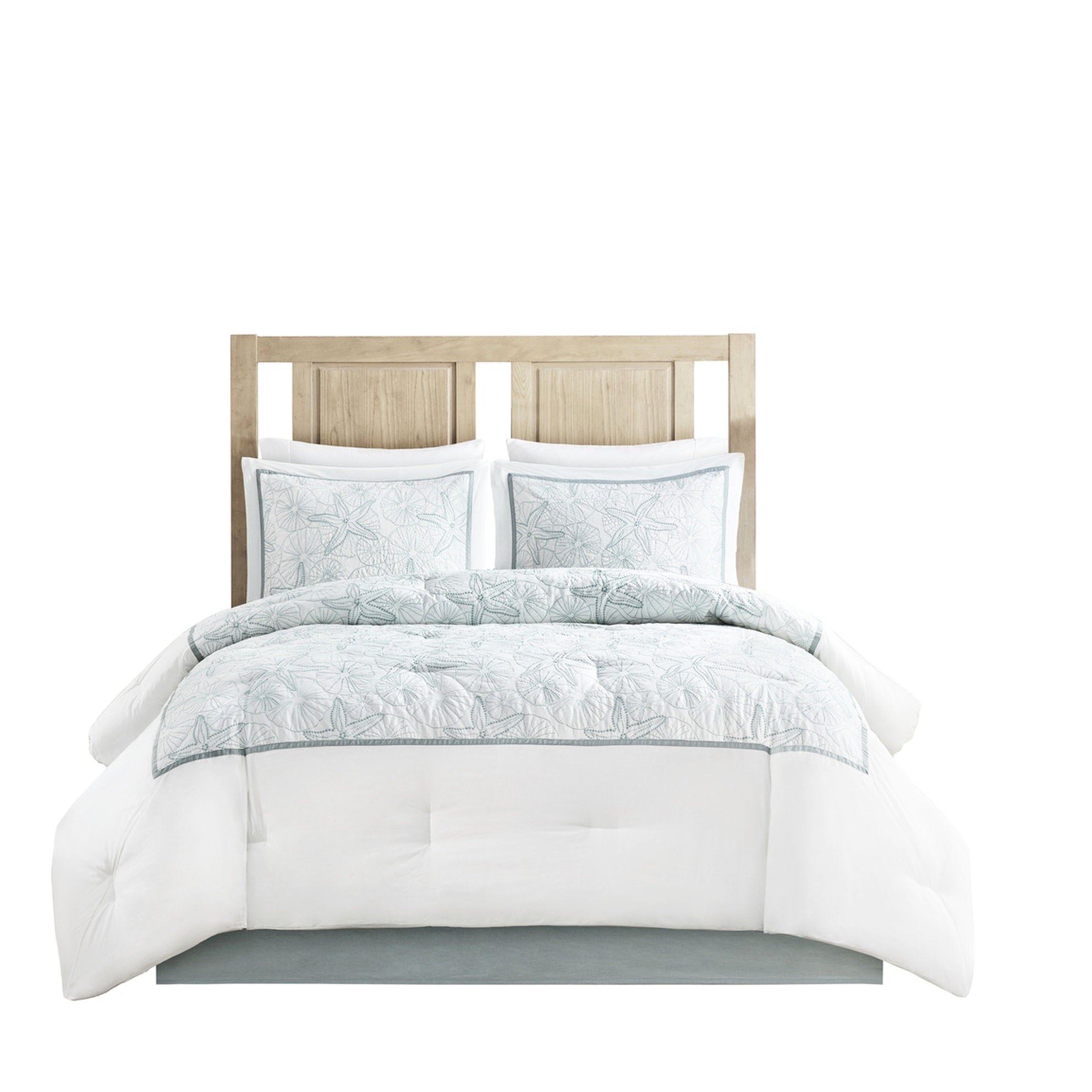Kivaritio White King Bedding - Cotton, And Sand Dollar Embroidery ...
