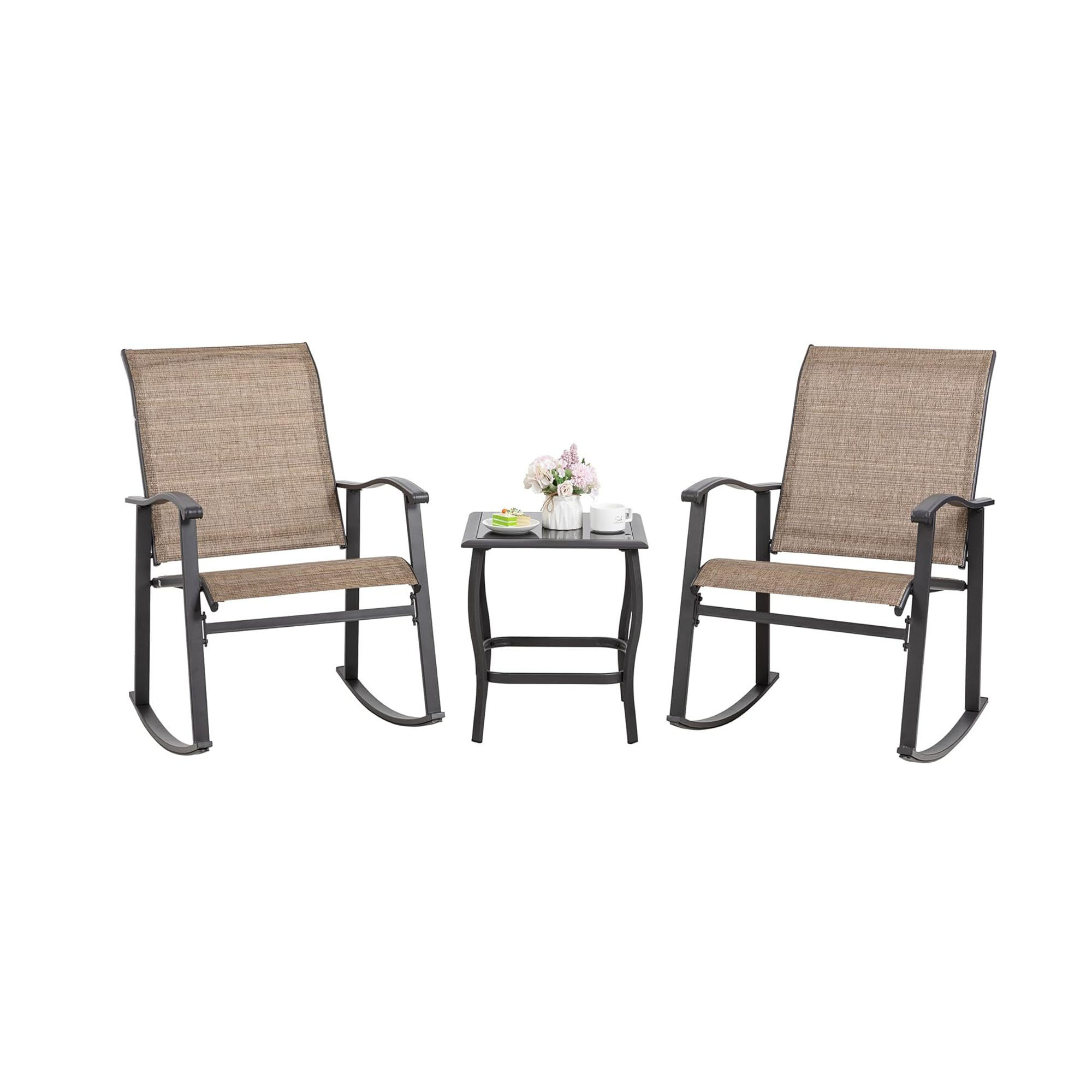 Red Barrel Studio® 3 Piece Rocking Bistro Set, Outdoor Furniture with ...