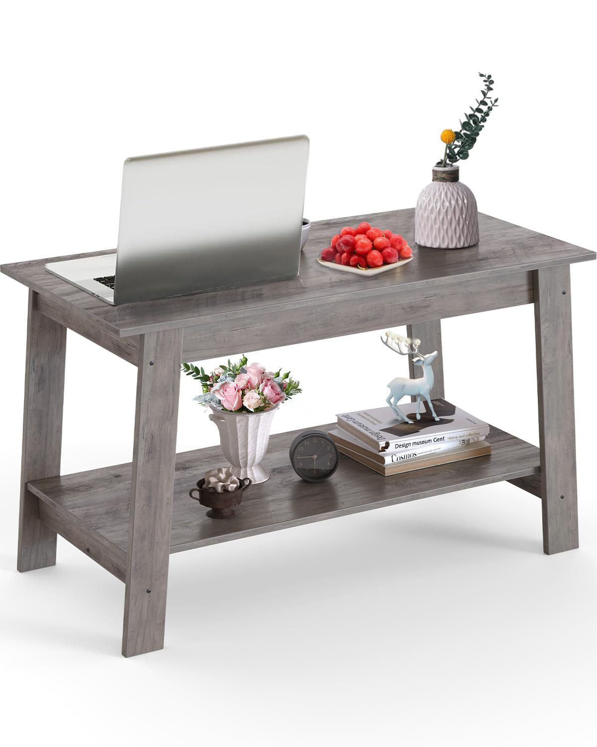 Gracie Oaks 2-Tier Industrial Coffee Table With Storage Shelf,31.49" X ...