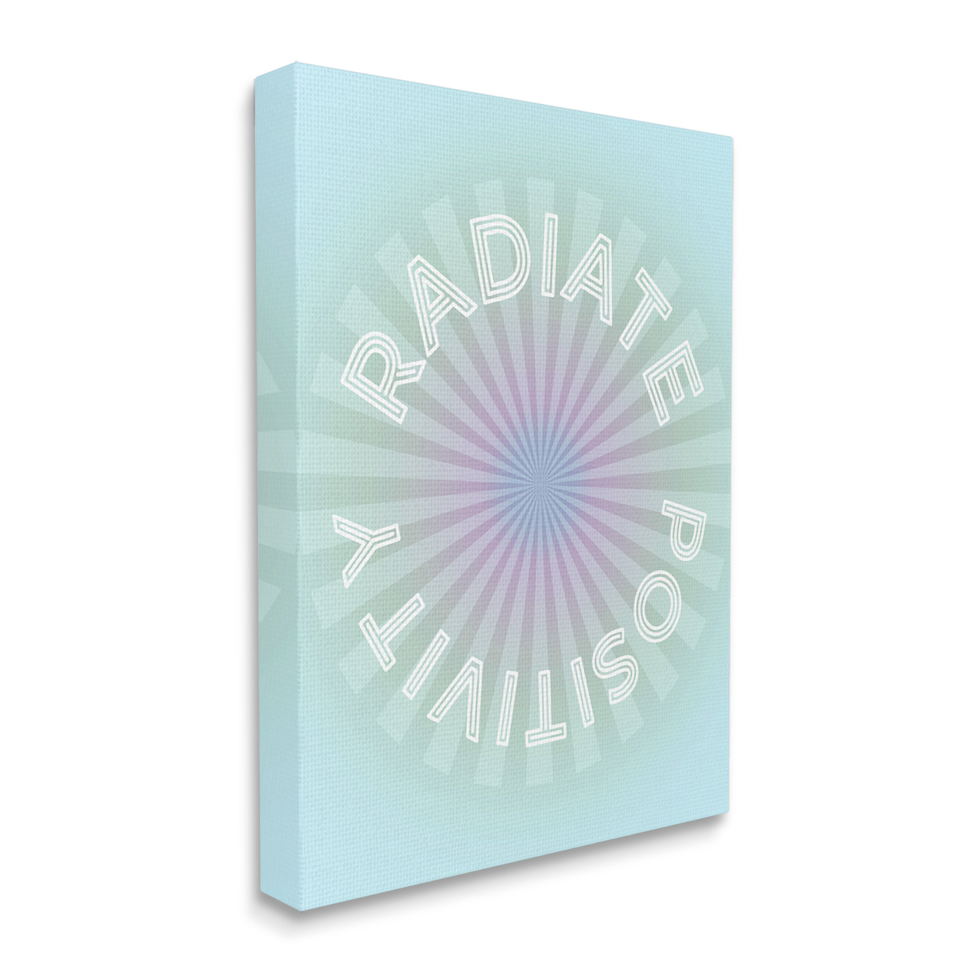 Stupell Industries Radiate Positivity Blue Geometric On Canvas Graphic ...