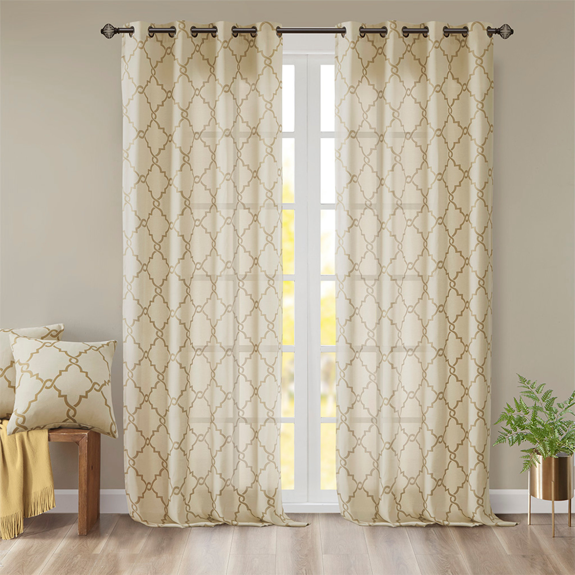 Red Barrel Studio® Fretwork Print Grommet Top Window Curtain Panel(Only ...