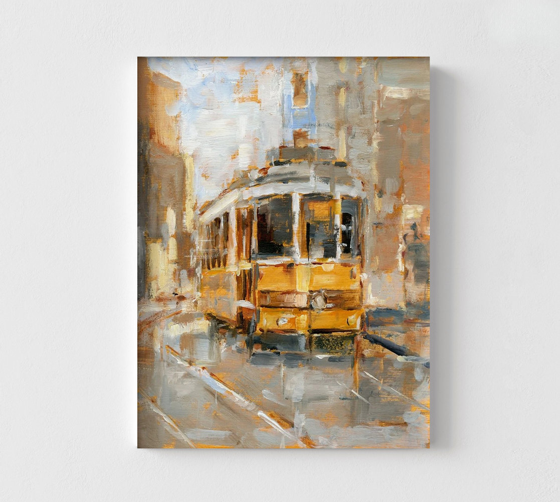 WeFrameArt Day Trolley II By Ethan Harper, Yellow Trolley Poster Print ...