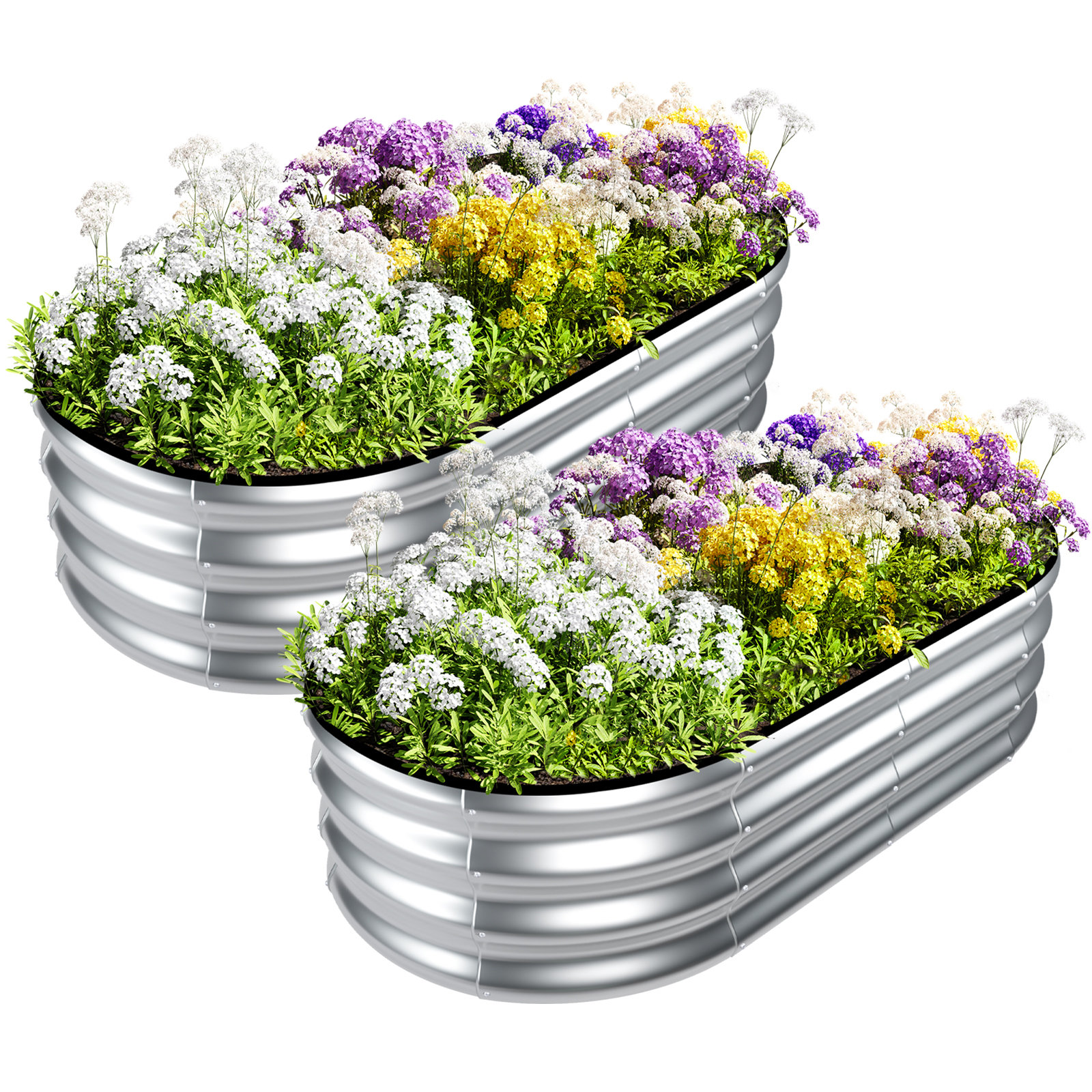 Arlmont & Co. 12" Tall 4x2 ft (2 Pcs) Module Metal Raised Garden Bed ...