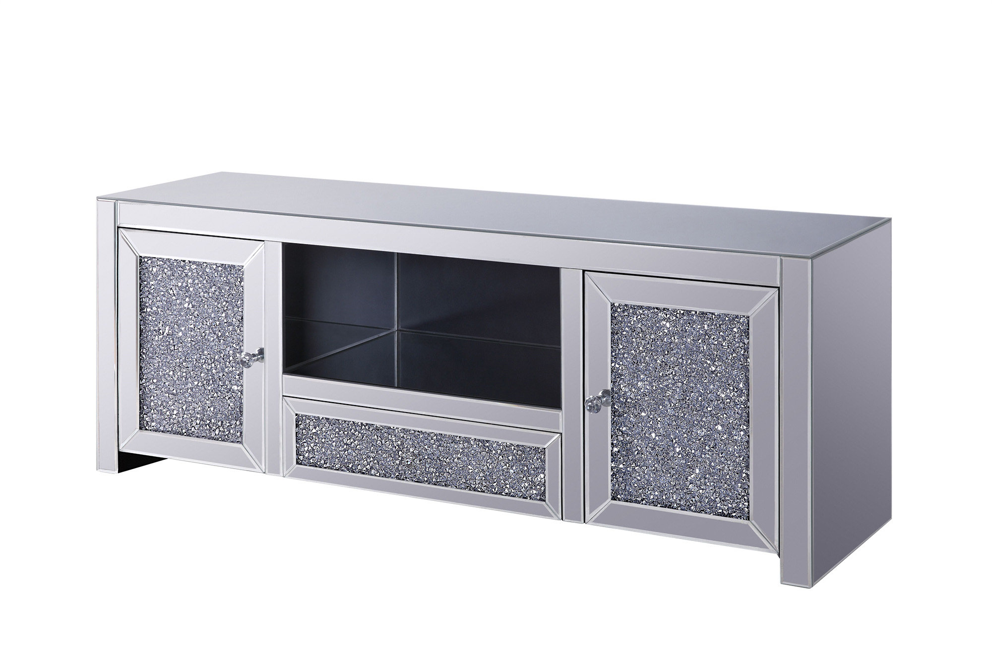Mercer41 Noralie Mirrored & Faux Diamonds TV Stand | Wayfair